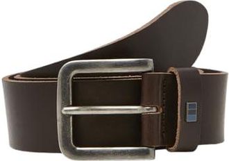 Jack & Jones Ceinture en Cuir véritable décontractée Ceinture en Cuir Classique avec des Perforations Ceinture en Cuir JACFLAG 4 CM Noos, Couleurs:Marron-foncé, Si