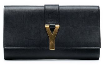 Saint Laurent Clutches - Leather Chyc Ligne Clutch - Gr. unisize - in Schwarz - f&uuml;r Damen