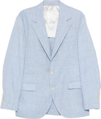 Brunello Cucinelli Homme, Vestes, Bleu, Taille: 3XL Linen Blazer