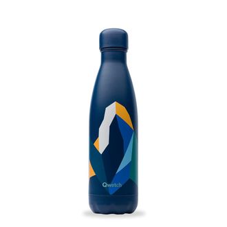 Qwetch Isothermische Originals Flasche - Altitude Blau 500ml - Nomadische Edelstahlflasche - 24h Kalt und 12h Warm - Wasserdicht, BPA-frei & wiederverwendbar
