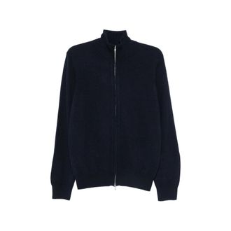 Soft Goat Zip-up High-neck Cardigan