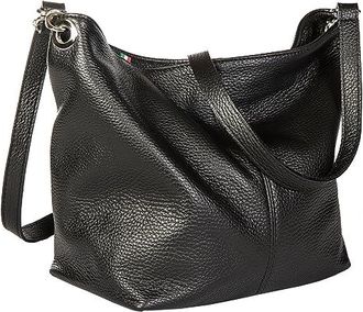 LiaTalia ADAL - &Eacute;l&eacute;gant sac &agrave; main pour femme en v&eacute;ritable cuir italien - mod&egrave;le Hobo/Fourre-tout - Noir