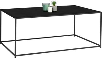 IDMarket Rechteckiger Couchtisch Davis 113 cm aus Metall, schwarz, matt, Industriedesign