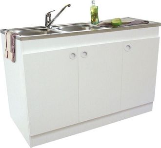 Nova Meuble sous-&eacute;vier decliq nf d&eacute;pliable 3 portes blanc 1200x600 N&eacute;ova