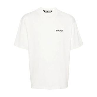 Palm Angels Homme, Tops, Blanc, Taille: XS T-shirt à col rond avec logo imprimé