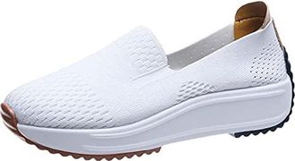 Generic Chaussures de marche à enfiler pour femme, baskets légères et respirantes en maille pour femme, chaussures plates décontractées avec semelle rembourré