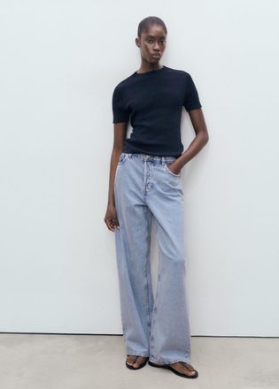 Mango Kurz&auml;rmliger Feinstrickpullover marineblau - Damen - XS - MANGO