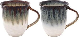 Lesser & Pavey Kaffeetassen mit reaktiver Glasur, Keramik, f&uuml;r Zuhause oder Arbeit, entworfen von Elements, sch&ouml;ne Tassen f&uuml;r Tee, Kaffee und hei&szlig;e Getr&auml;nke, 2 St&uuml;ck