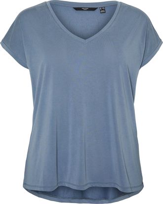 Vero Moda Curve Damen VMFILLI SS V-Neck Tee GA Curve Top, China Blue, L (48/50)