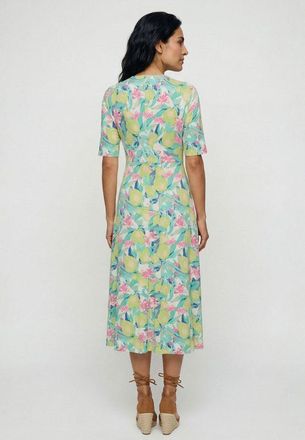 Olsen Midikleid mit Allover-Dessin und Raffdetail
