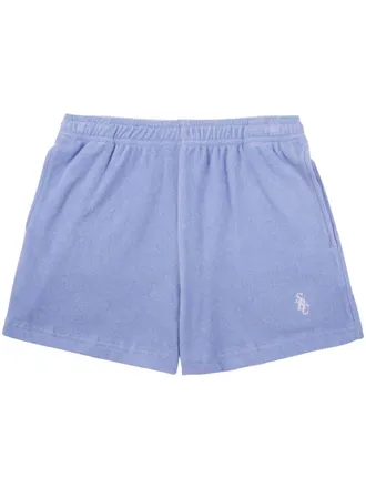 Sporty & Rich Frottee-Shorts mit Logo-Stickerei - Blau