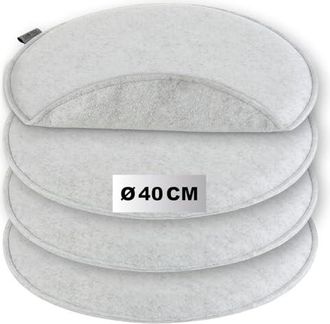 Com-Four 4X Coussins de si&egrave;ge en Feutre - Coussins de Chaise rembourr&eacute;s - Coussin de si&egrave;ge Rond pour Salle &agrave; Manger, Jardin, Balcon - Dessous antid&eacute;rapant avec