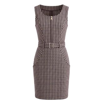 Trussardi Robe fourreau sans manches &agrave; carreaux - Femme - Robes - Noir - Taille: 38 FR