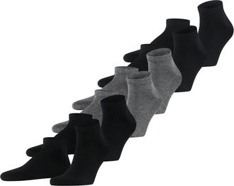Falke Herren Sneakersocken Happy Multipack M Sn Baumwolle kurz einfarbig 6 Paar, Mehrfarbig Black Grey 0010, 47-50