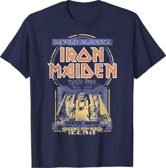 Iron Maiden World Slavery Japanese Flyer Navy T-Shirt