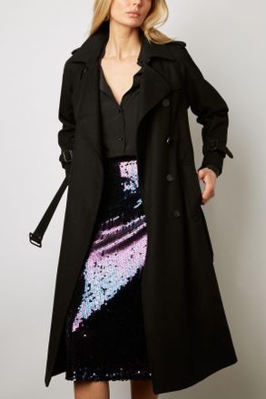 Gerard Darel Trench long en laine et cachemire - SERGE - Noir