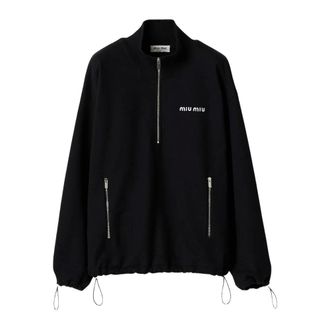 Miu Miu Fleece-Sweatshirt mit halbem Rei&szlig;verschluss - - Sweatshirts & Hoodies - Damen - Schwarzk - L