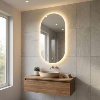 Puma Naturel Project 60&times;120 cm ovaler Wandspiegel mit LED-Beleuchtung in 3 Farben, Anti-Beschlag-Heizfolie und Sensor (ZPROV12060LED)