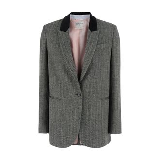 Forte_Forte Einknopf-Sakko mit Samtkragen - - Jackets - Damen - Grau - M
