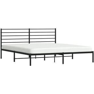 vidaXL Vidaxl - Cadre de lit m&eacute;tal noir 180x200 cm - Acier enduit de poudre - T&ecirc;te de lit confortable - Espace de rangement sous le lit