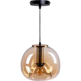 Unimasa Unimasa - Lustre en verre beige dor&eacute;