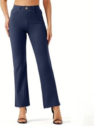 Generic Pantalon habill&eacute; pour femme - Pantalon de travail d&eacute;contract&eacute; - Taille haute - Pantalon de travail d&eacute;contract&eacute;, bleu marine, XXL
