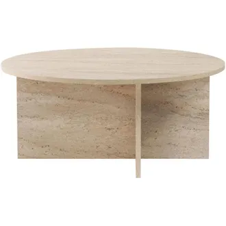 Hanah Home Table basse en bois Soleil - 90 x 90 x 40 cm - Travertin