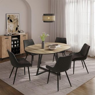 Vicco Table de salle &agrave; manger Loyd, Ch&ecirc;ne rustique/noir, 120x120cm extensible, Vicco