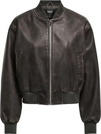 Only Onljane Bomber OTW en Cuir synthétique délavé Blouson, Chocolat, M Femme