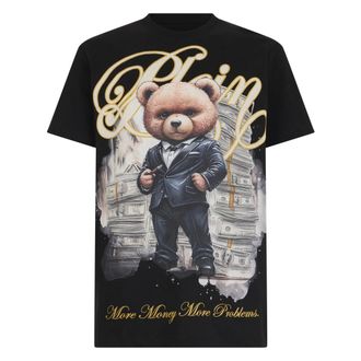 Philipp Plein Homme, Tops, Noir, Taille: M Round Neck T-Shirt Teddy Tuxedo