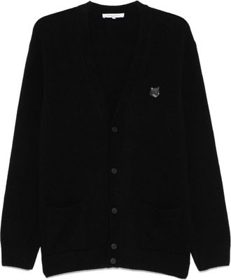 Maison Kitsuné Cardigan mit Bold Fox Head-Patch - Schwarz