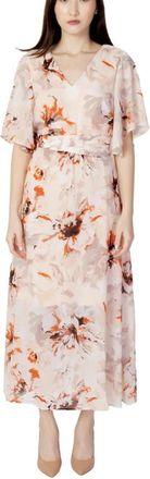 Vila Blumiges V-Ausschnitt Kleid Rosa Polyester - - Dresses - Damen - Mehrfarbig - M