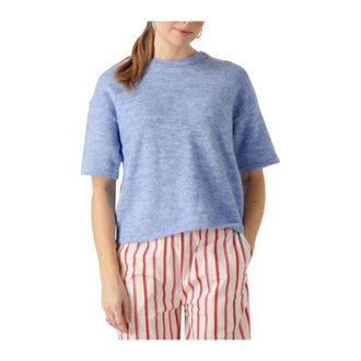 Selected Blauer Strick O-Ausschnitt Top - - Knitwear - Damen - Blau - L