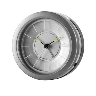 Atrium moderner Design Wecker Analog Quarz ohne Ticken mit Licht und Snooze Grau Silber Rund A106-4