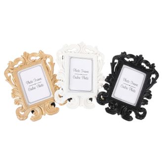 NUOBESTY 3 St&uuml;ck Kleiner Bilderrahmen Barockstil aus Formstabilem Kunstharz Vintage Tisch Bilderrahmen in Wei&szlig; Schwarz und Antikgold f&uuml;r Hochzeits und Erinneru