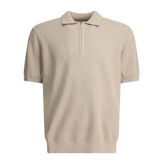 Nn.07 Kurz&auml;rmeliges Strick-Polohemd mit Rei&szlig;verschluss - - Tops - Herren - Beige - S