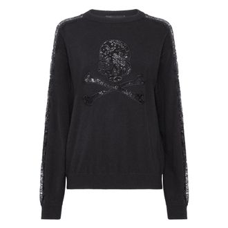 Philipp Plein Pullover Rundhals Skull & Bones - - Knitwear - Damen - Schwarzk - XS