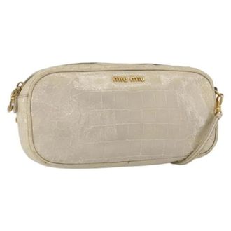 Miu Miu Sac &agrave; bandouli&egrave;re en cuir Pre-owned - Femme - Pre-owned - Beige - Taille: ONE Size