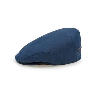 Sterkowski Casquette Plate Derby | Homme et Femme Newsboy 100% Lin L&eacute;g&egrave;re Respirante pour lEt&eacute; Style Original, Vintage Classique Bleu Marin 54 cm
