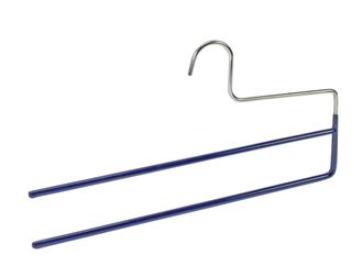 WENKO Hosenb&uuml;gel Baggy 2 - Doppelsteg, rutschhemmend beschichtet, verchromtes Metall, 33 x 18 x 0.6 cm, Silber gl&auml;nzend