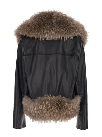 BLANCHA Womens Leather Jacket Black Sheep Coat