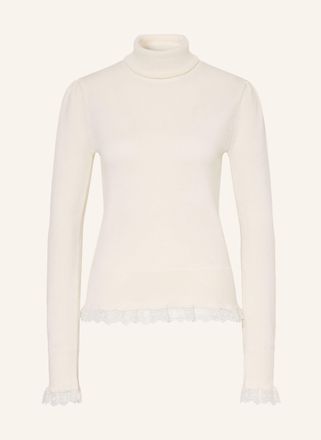 Ganni Rollkragenpullover Aus Merinowolle Mit Spitze beige