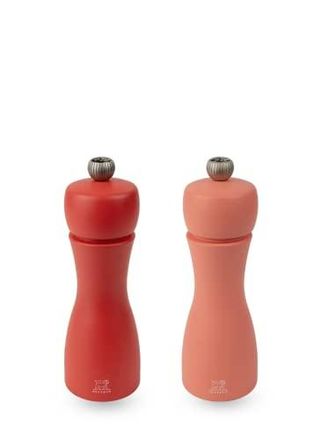 Peugeot Duo Tahiti Feu Moulin à Poivre + Moulin à Sel 15cm - Poivre Noir et Sel Gemme Inclus - Réglage Classique - En Bois Labellisé PEFC - Fabrication França