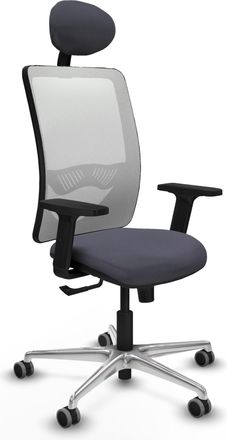 Piqueras y Crespo Zulema Computerstuhl mit 2D-Armen, h&ouml;henverstellbarer Lendenwirbelst&uuml;tze und festem Kopfteil, ausgestattet mit 3 Positionen, Wei&szlig;/Dunkelgrau