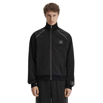 Fred Perry Homme, Sweatshirts et sweats &agrave; capuche, Noir, Taille: M Pinstripe Track Jacket Sj2100