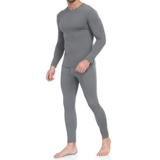 Generic Ensemble de sous-v&ecirc;tements thermiques pour homme - 2 pi&egrave;ces - Haut &agrave; manches longues et leggings - Sous-v&ecirc;tements thermiques dhiver, gris, 5XL