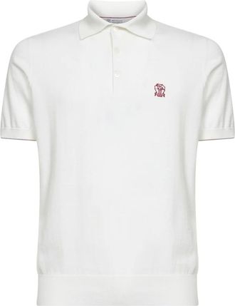 Brunello Cucinelli Homme, Tops, Blanc, Taille: 2XL Polo en maille l&eacute;g&egrave;re