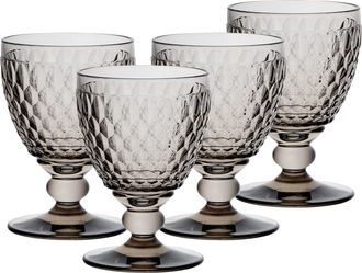 Villeroy & Boch Boston Coloured Rotweingl&auml;ser Smoke 4er Set, 310 ml, Farbige Weingl&auml;ser mit Facettenmuster, Kristallglas f&uuml;r Rotwein, Sp&uuml;lmaschinengeeignet, Grau