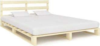 vidaXL Vidaxl - Cadre de lit en bois de pin massif 140 x 200 cm - Structure robuste avec appui-t&ecirc;te - Hauteur 14 cm - Design intemporel