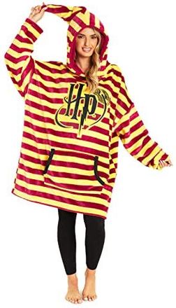 Harry Potter Pull Plaid Femme Homme - Sweat Oversized en Polaire (Rouge, Taille Unique)